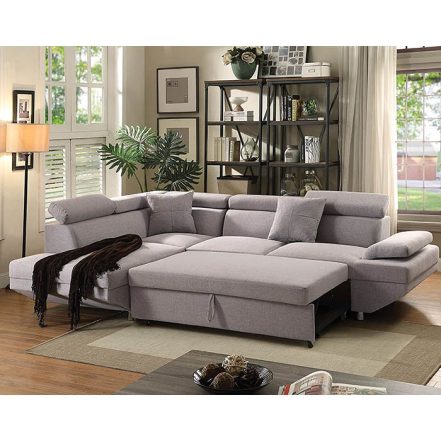 Acme Jemima Sectional Sofa with Sleeper - Cabinet Murphy Beds